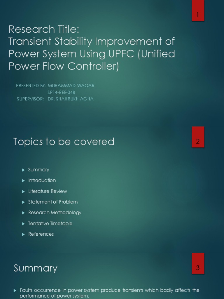 Transient Stability Improvement of Power System Using Upfc | PDF ...