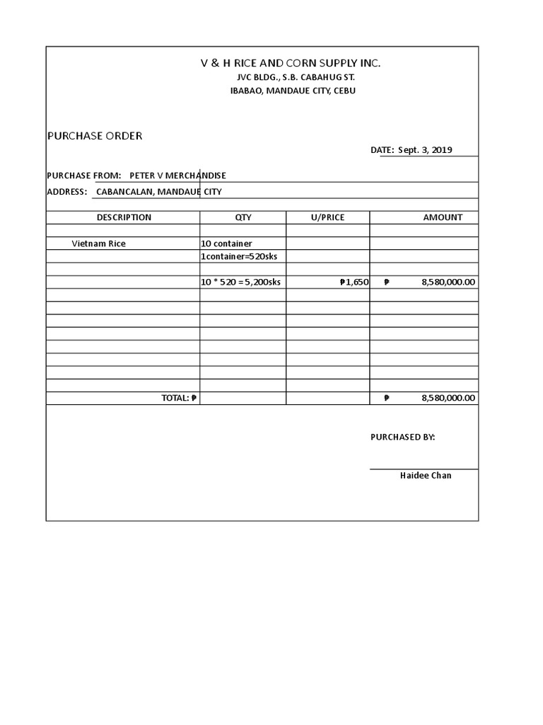 V & H Rice and Corn Supply Inc | PDF
