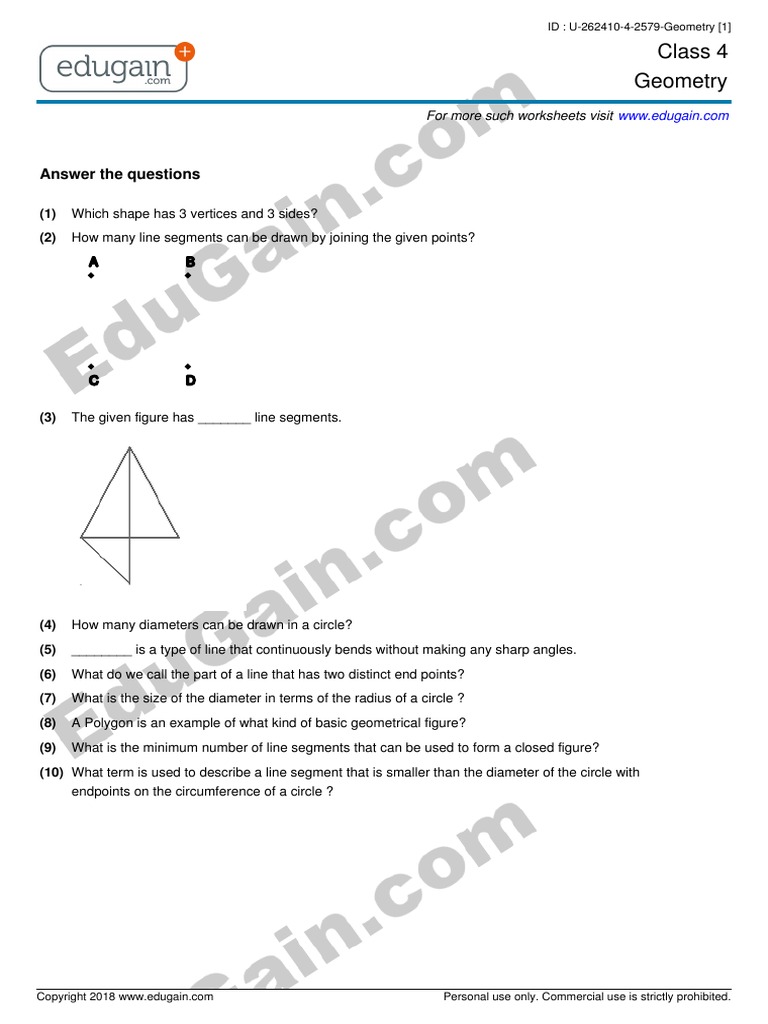 Class 4 Geometry: Answer The Questions | PDF | Circle | Rectangle