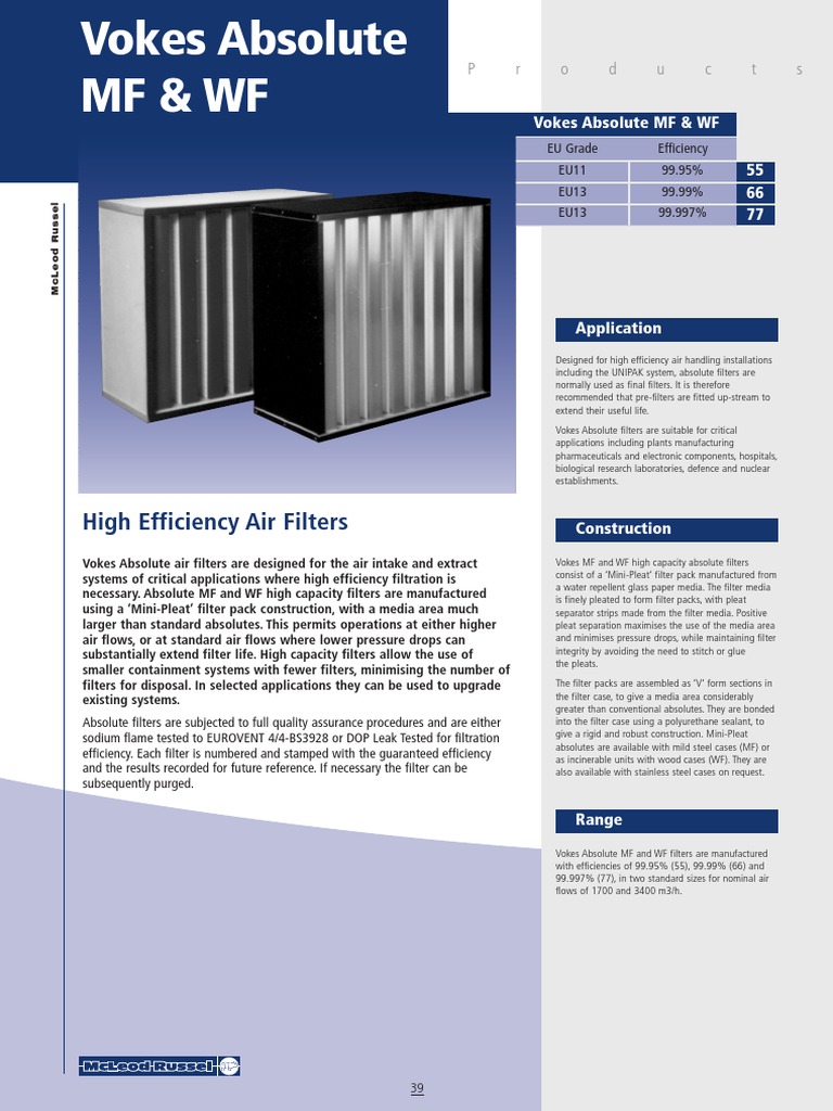 Vokes Absolute MF & WF High Capacity Air Filters: Product Overview and ...