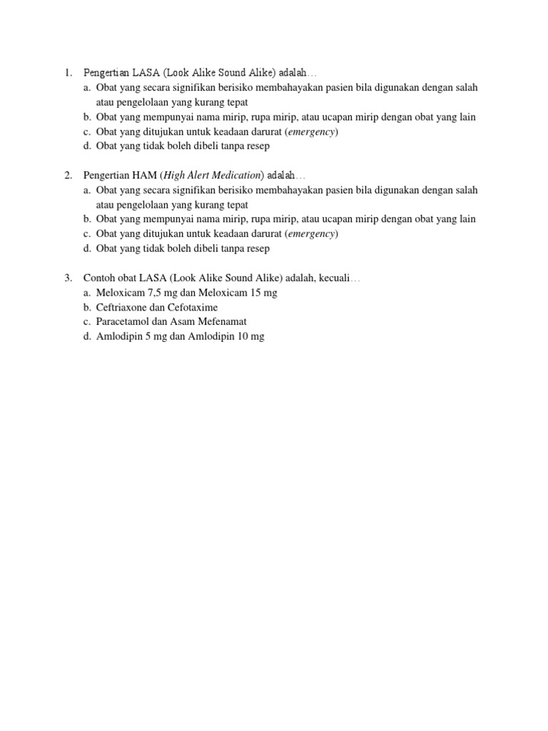 Risiko Obat LASA dan HAM dalam Penggunaan Medis | PDF