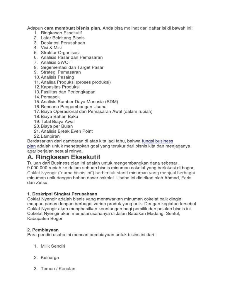 Contoh Business Plan | PDF