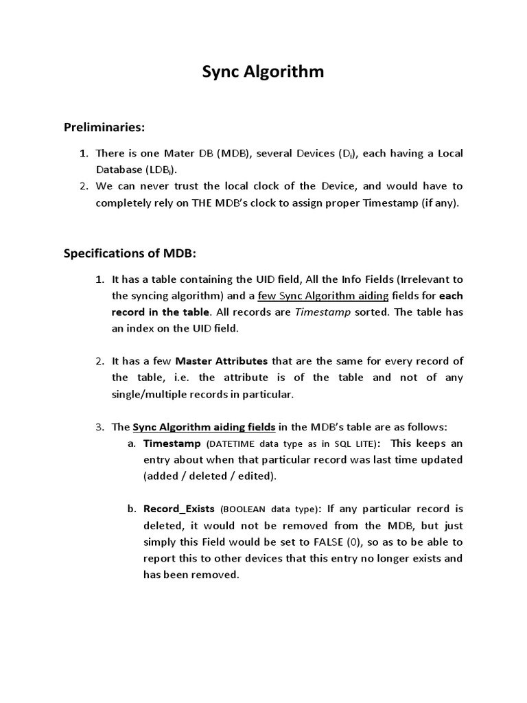Sync Algorithm | Download Free PDF | Data Type | Databases