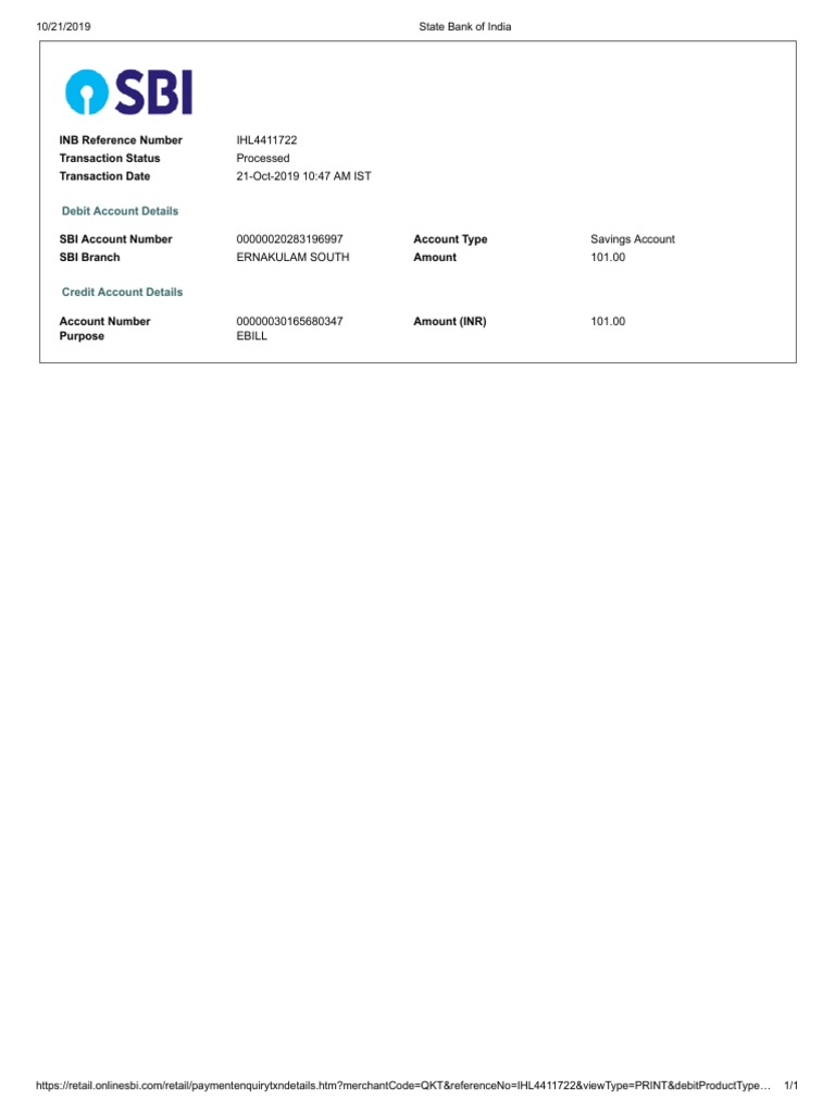 IHL4411722 Processed 21-Oct-2019 10:47 AM IST: INB Reference Number ...