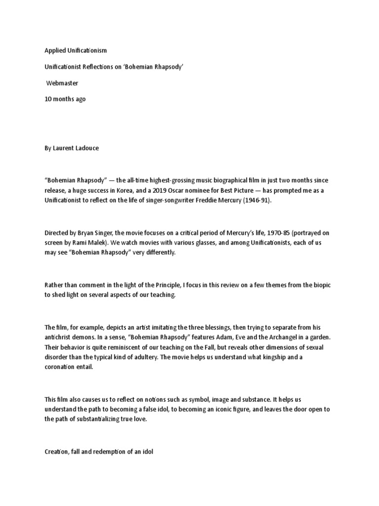 Reflection Paper On The Song Bohemian Rhapsody | PDF | Faust