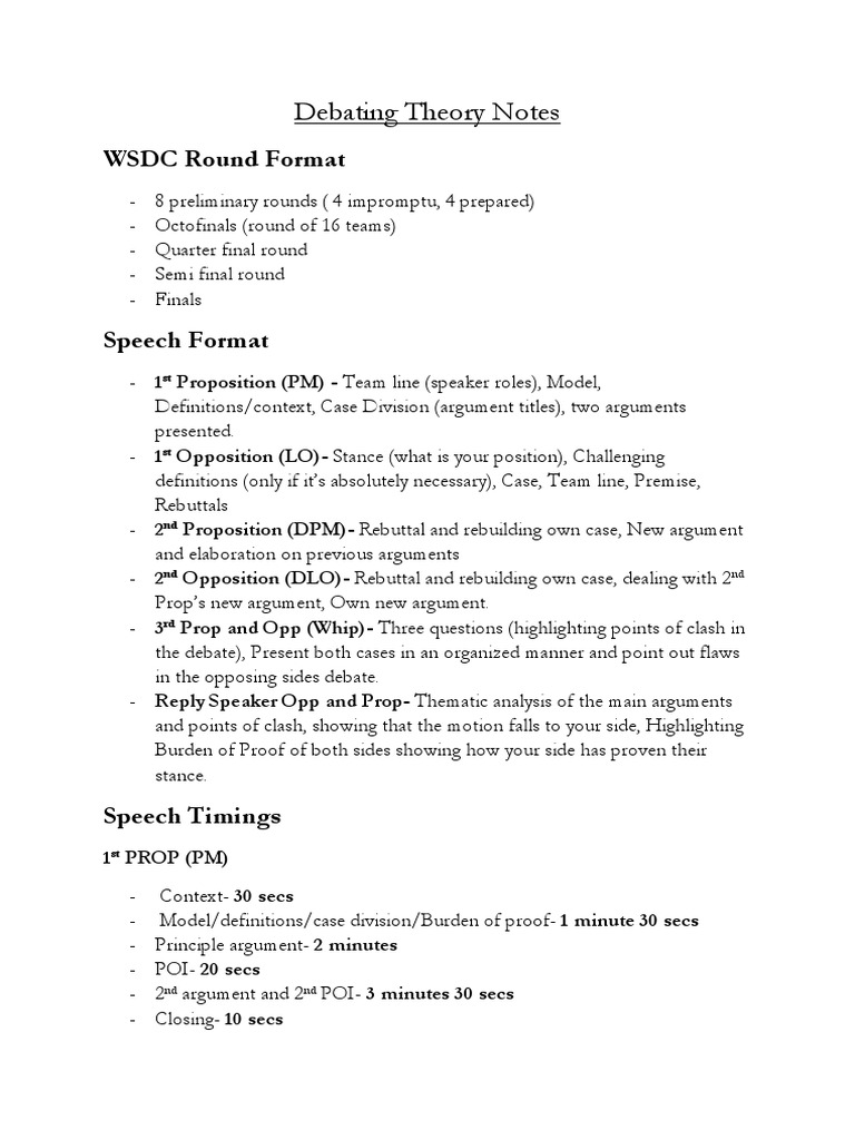 Debating Theory Notes: WSDC Round Format | Download Free PDF | Fallacy ...