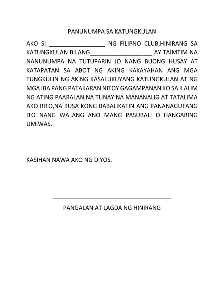 Panunumpa Sa Katungkulan | PDF