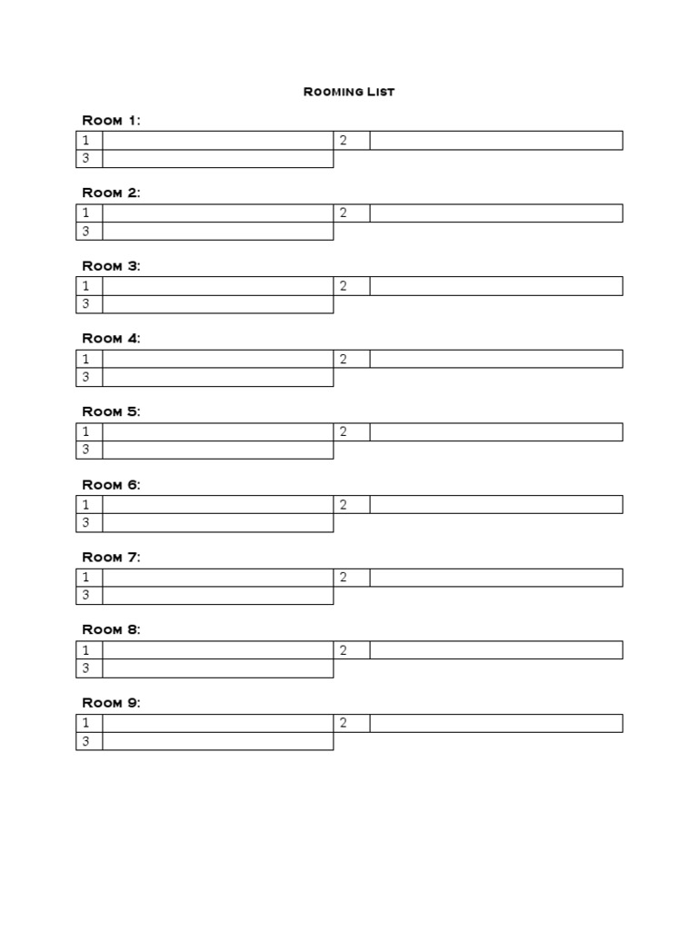 Room 1:: Rooming List | PDF