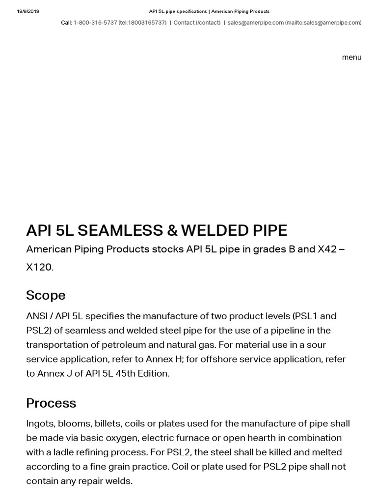 API 5L Pipe Spec | PDF | Engineering Tolerance | Pipe (Fluid Conveyance)