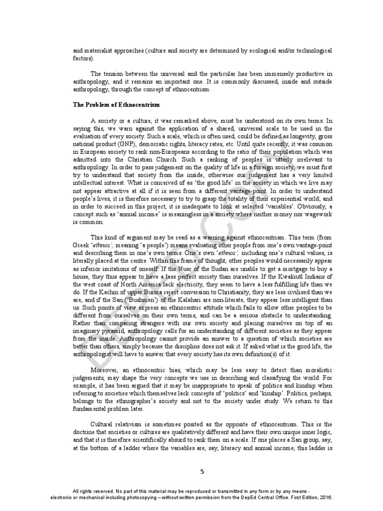 Ethnocentrism vs. Cultural Relativism | PDF | Relativism | Anthropology
