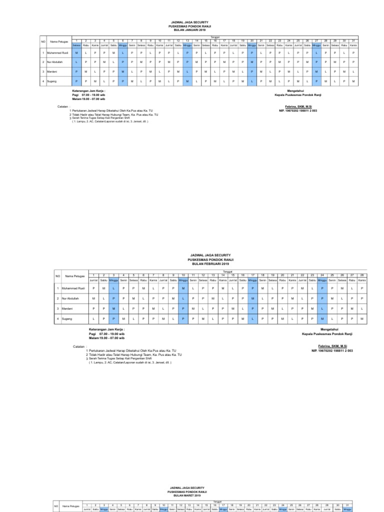 Jadwal Security | PDF