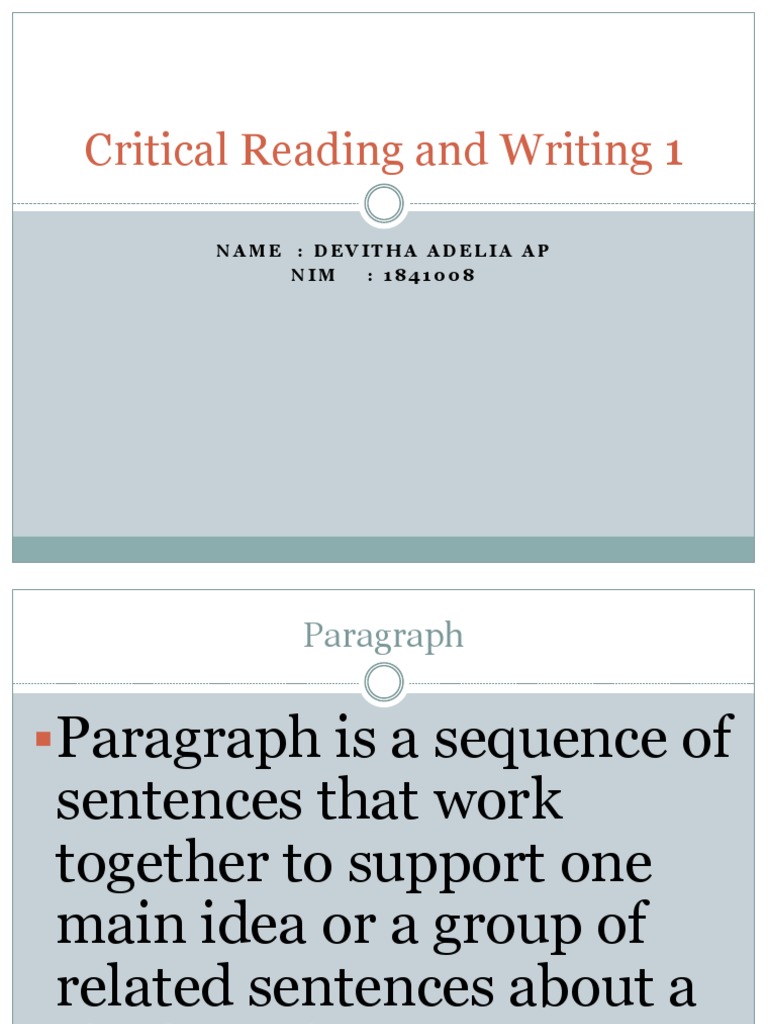 Critical Reading and Writing 1 Presentation | PDF