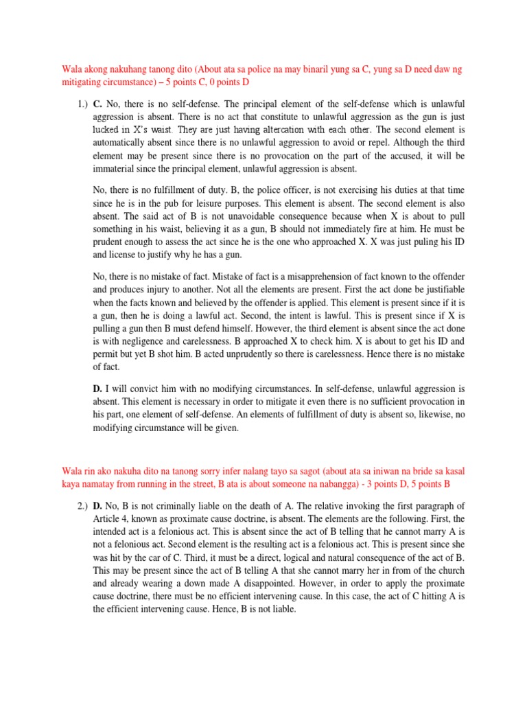 D. I Will Convict Him With No Modifying Circumstances. in Self-Defense ...