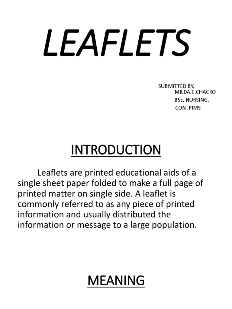 Guidelines for Effective Leaflets | PDF | Behavior Modification | Writing