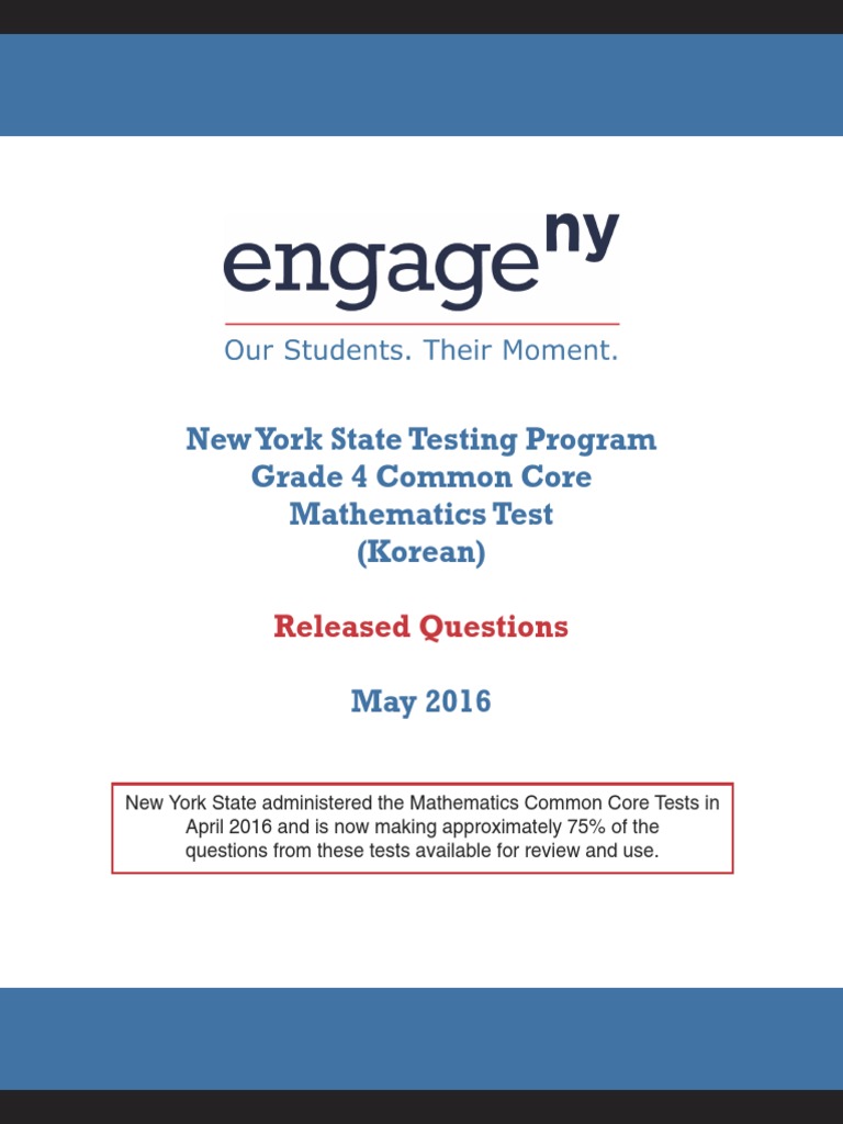 New York State Testing Program Grade 4 Common Core Mathematics Test ...
