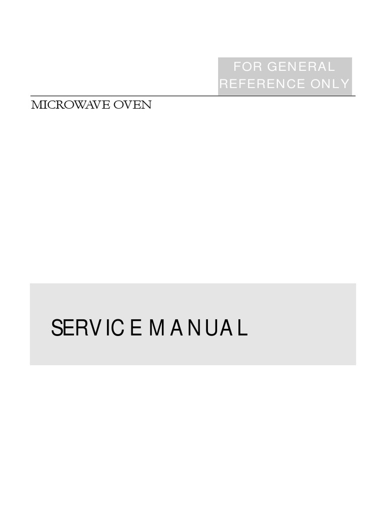 Service Manual: Microwave Oven | PDF | Rectifier | Anode