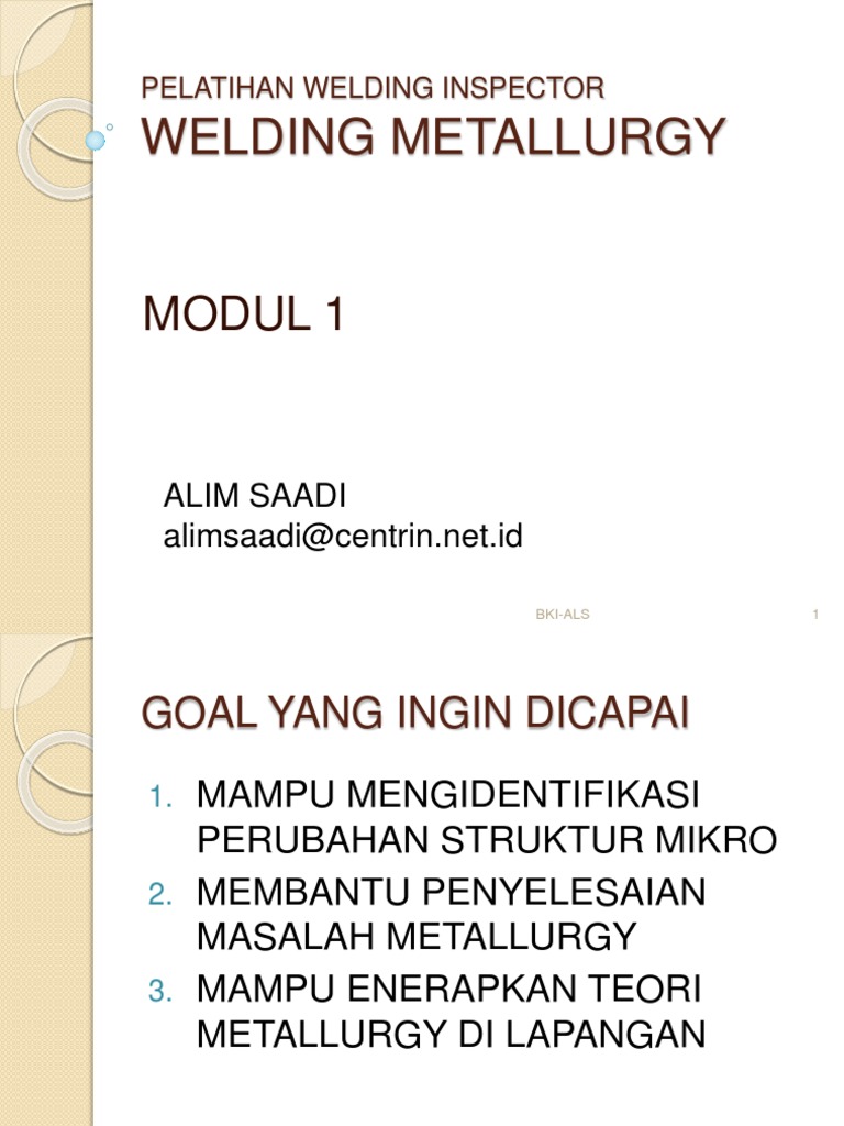 Materi - Welding - Metallurgy - Wi - Modul 1 PDF | PDF