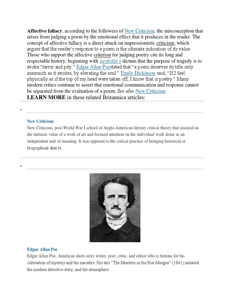 Affective Fallacy | PDF | Aesthetics | Motivation