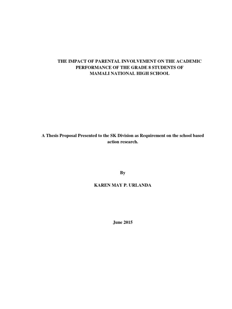 Thesis - Chapter 1-3 (Parental Involvement) | PDF | Survey Methodology ...