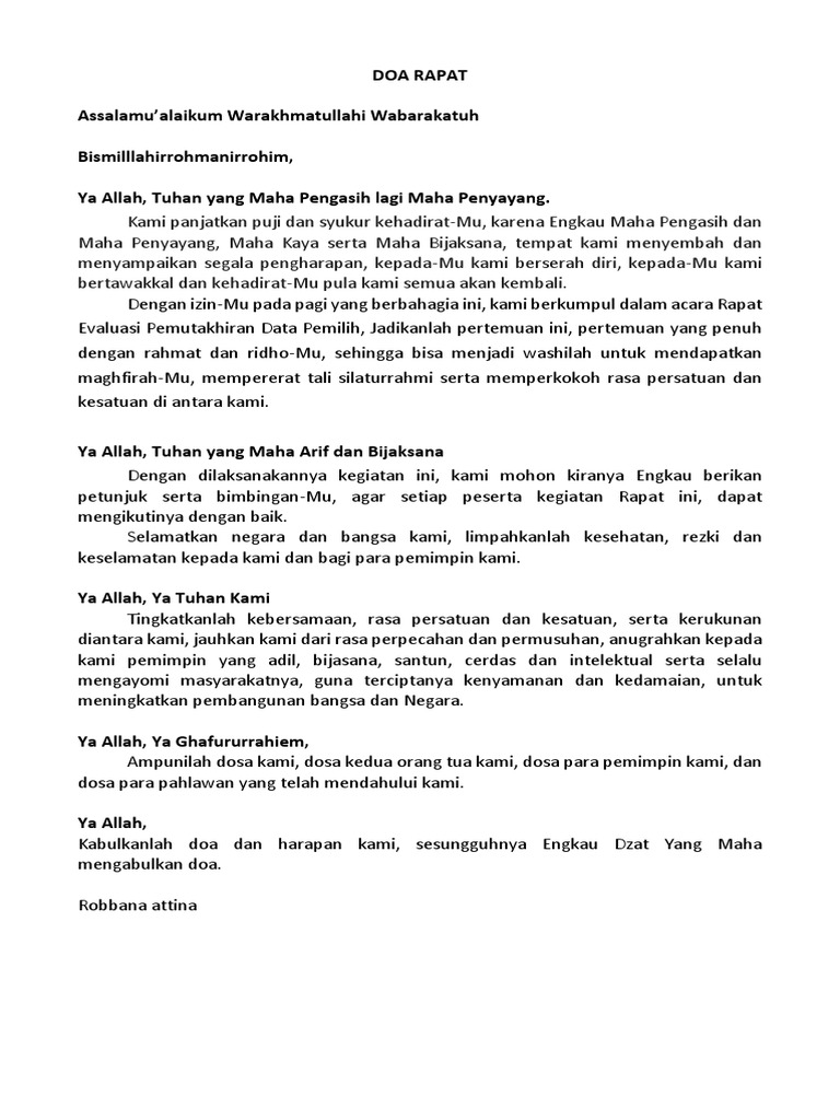 Doa Rapat Guru SD | PDF