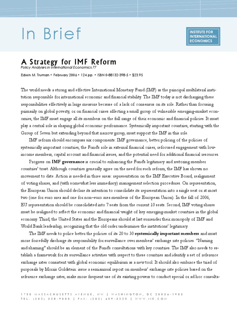 A Strategy For Imf Reform | PDF | Capital Account | International ...