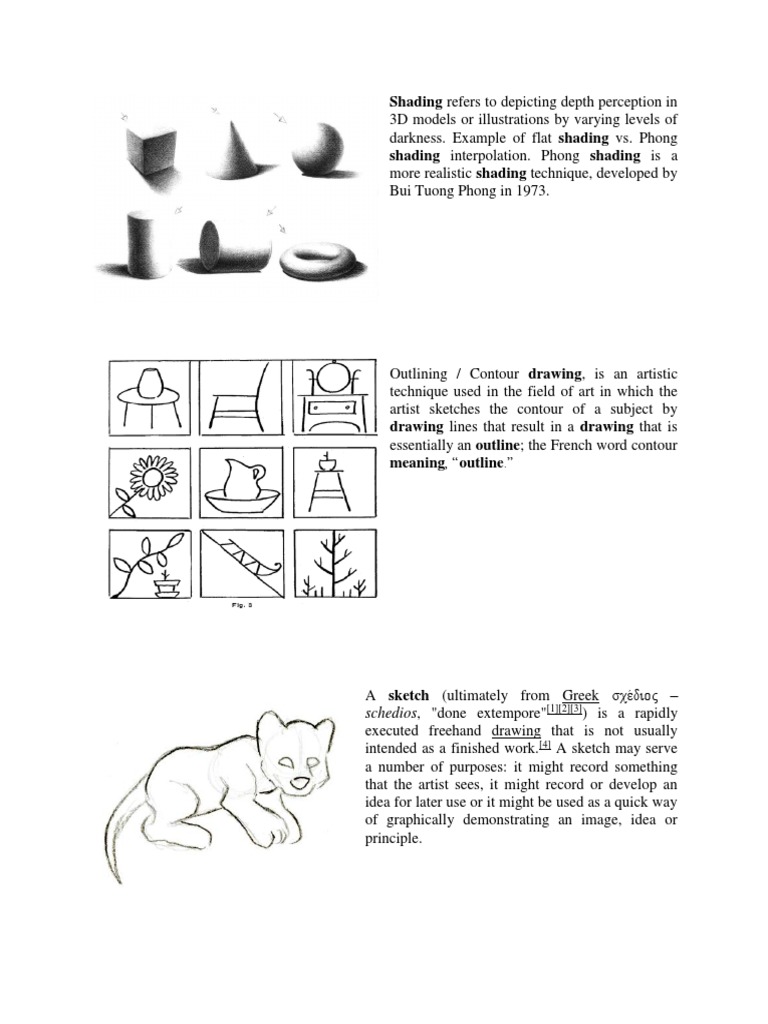 Shading Outline Sketch | PDF | Teaching Methods & Materials | Computers