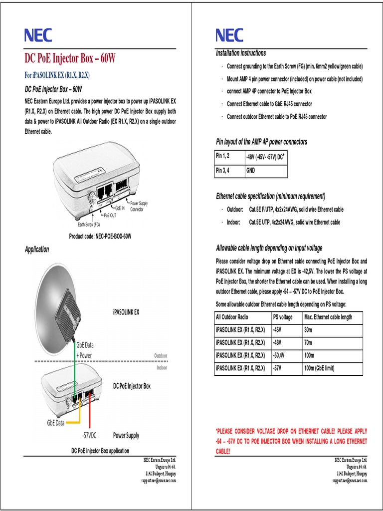 Nec Poe Box 60W | PDF | Electrical Connector | Telecommunications