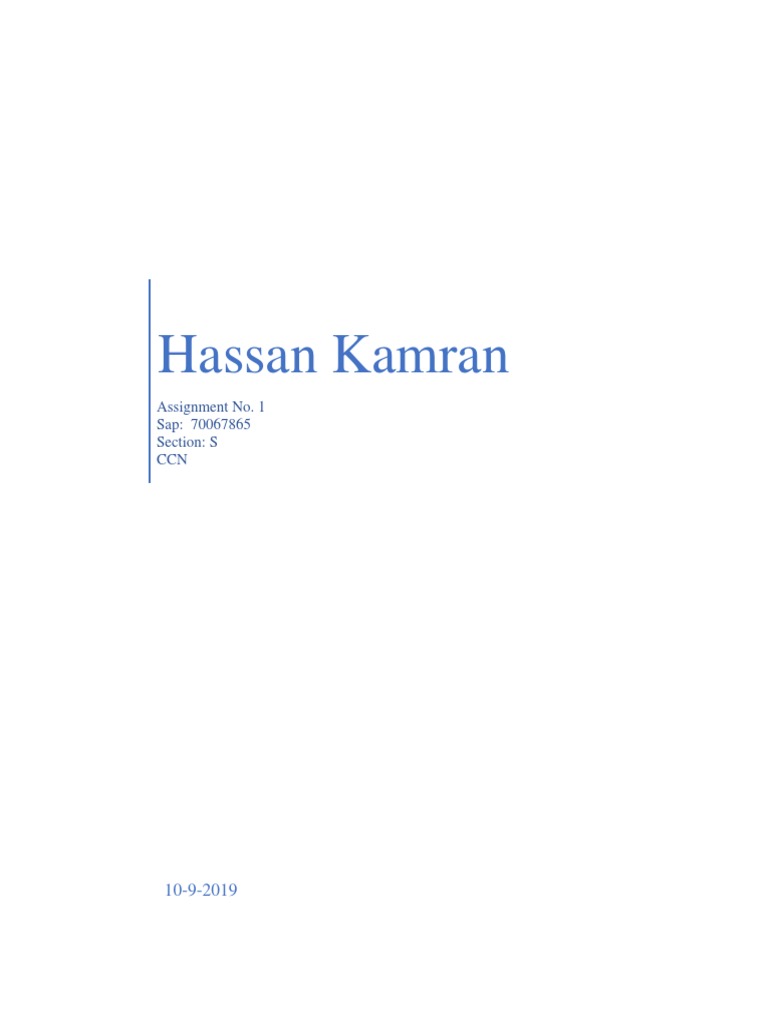 Hassan Kamran Assignment No 1 Sap 70067865 Section S Ccn Pdf Transmission Control 4695