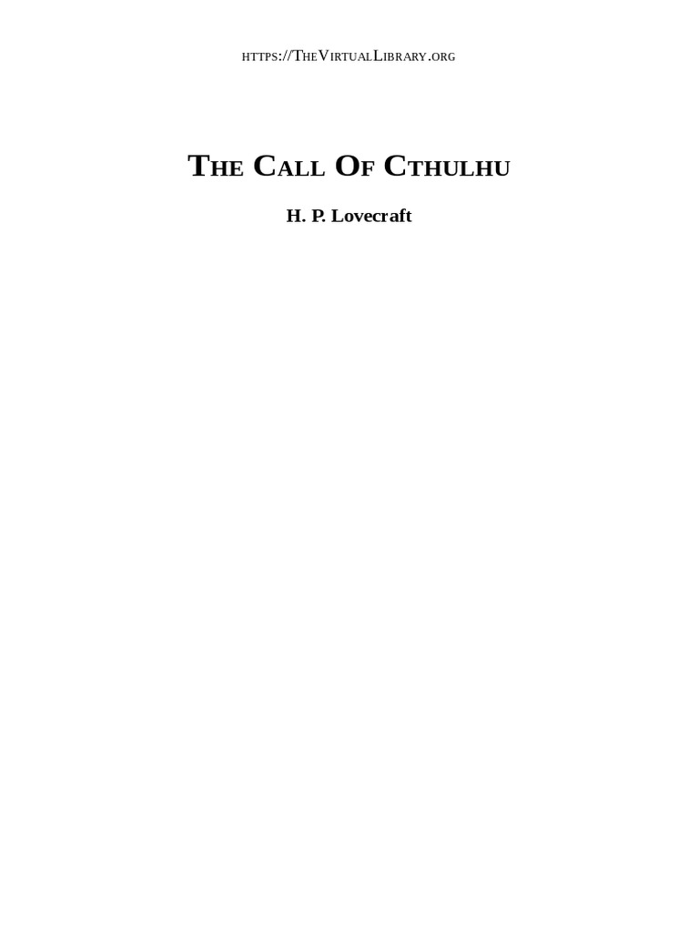 The Call of Cthulhu - H. P. Lovecraft PDF | PDF | Dream | H. P. Lovecraft