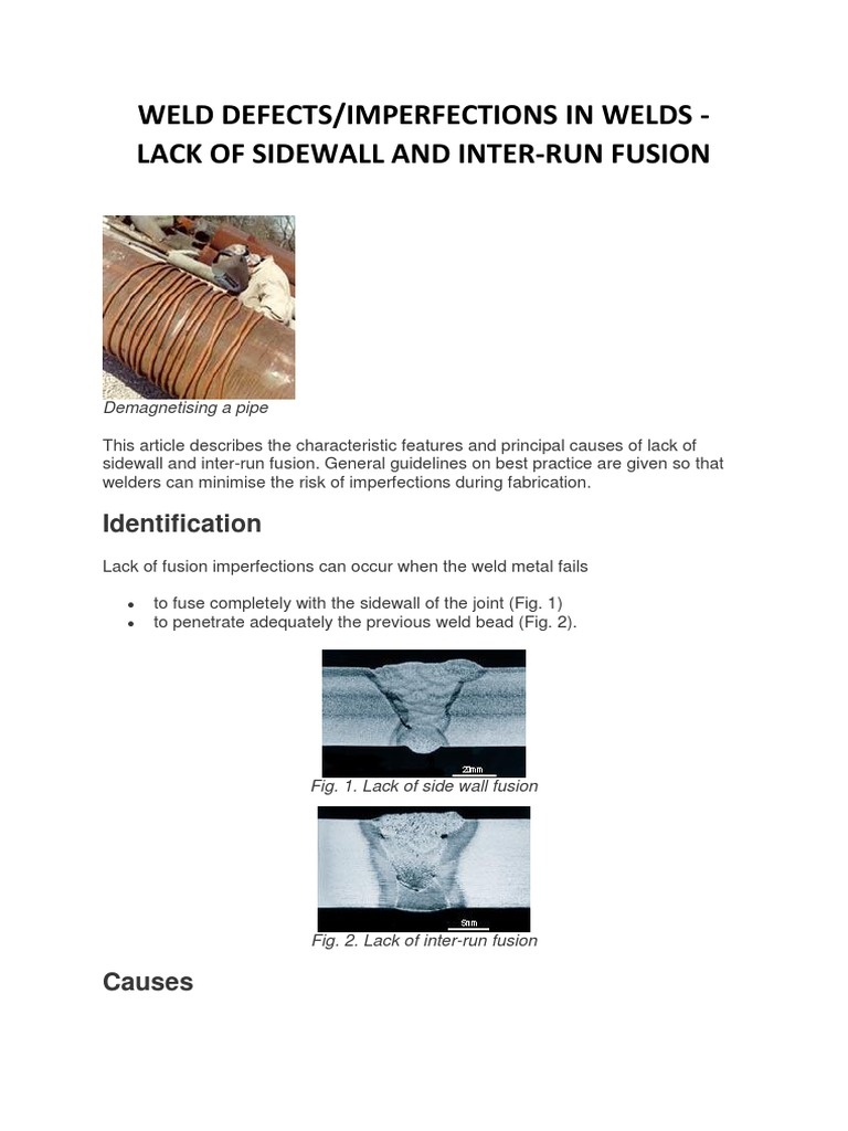 Weld Defects or Imperfections in Welds - Lack of Sidewall and Inter-Run ...