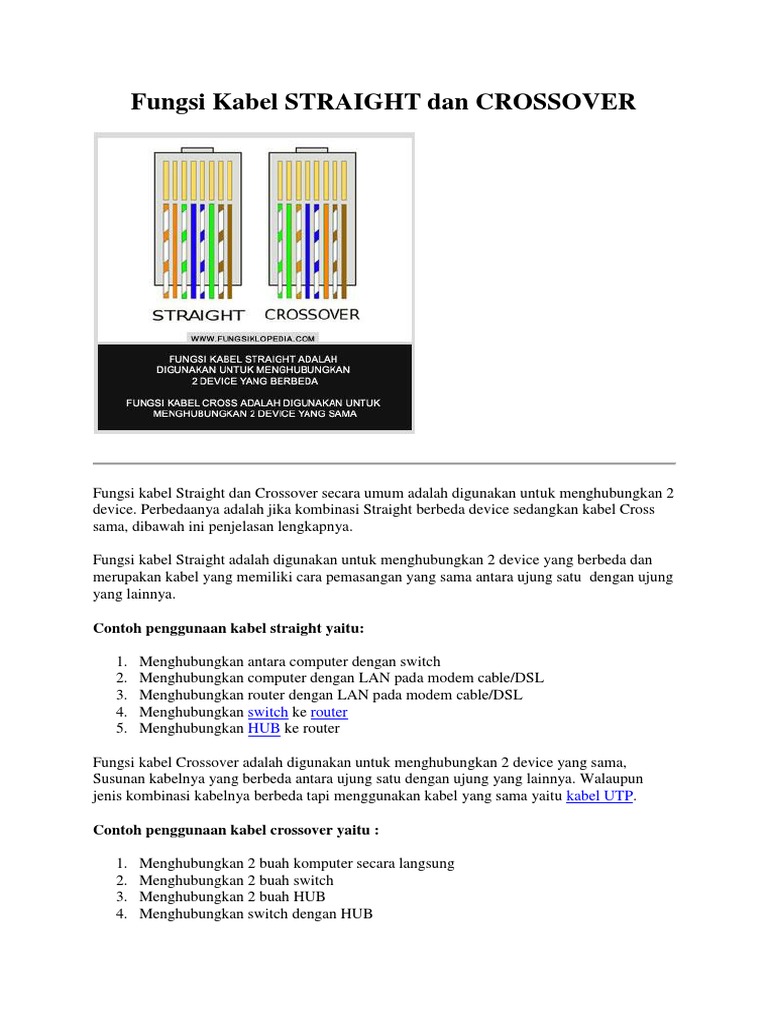 Fungsi Kabel Straight Dan Crossover | PDF