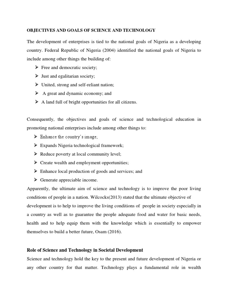 Science and Technology Goals in Dev | PDF | Economic Growth | Science