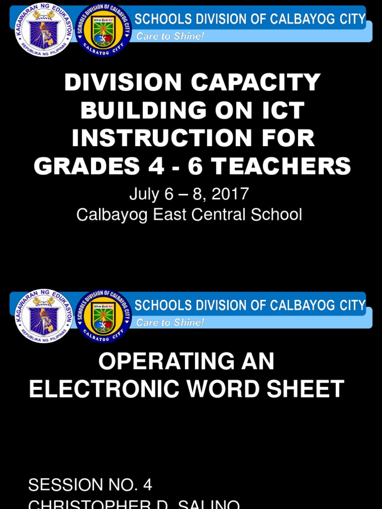 Division Capacity Building On Ict Instruction For Grades 4 - 6 Teachers ...