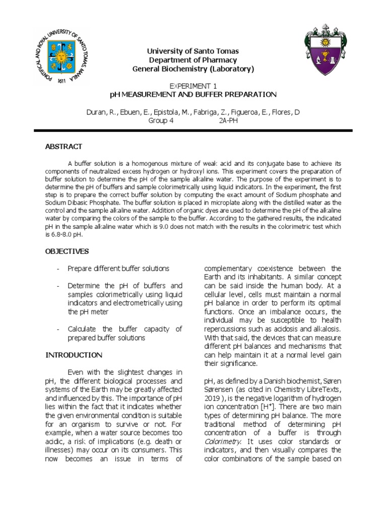 BIOCHEM EXP 1 PPT Final 2 PDF | PDF | Buffer Solution | Acid Dissociation Constant