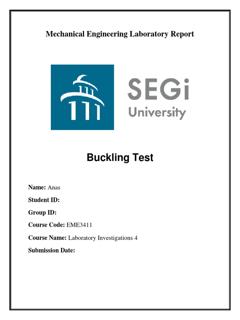 Buckling Test: Mechanical Engineering Laboratory Report | PDF ...