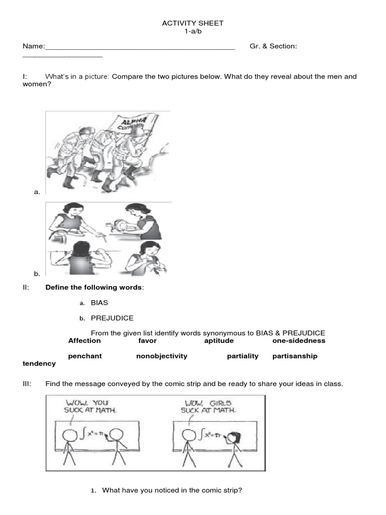 Understanding Bias and Prejudice Activities | PDF