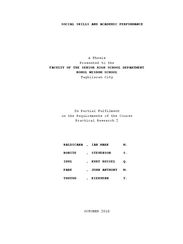 Social Skills and Academic Performance Research Paper | PDF ...