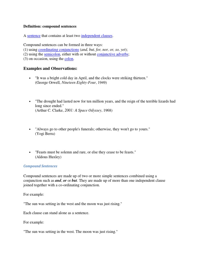 Examples and Observations:: Sentence Independent Clauses | Download ...