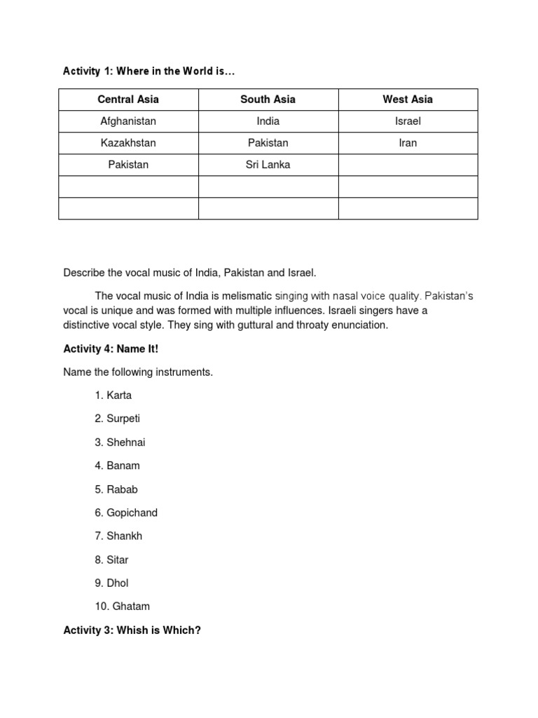Vocal Music and Instruments of Asia | PDF