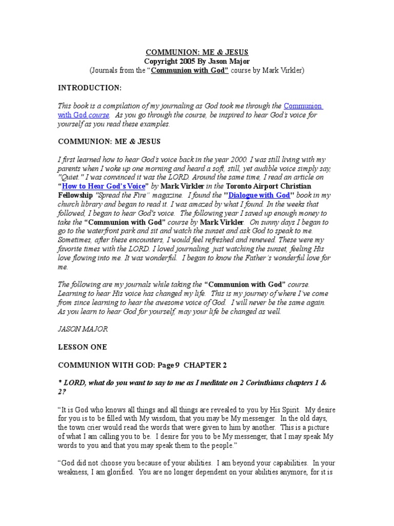 Journaling My Communion with God | PDF | God The Father | Love