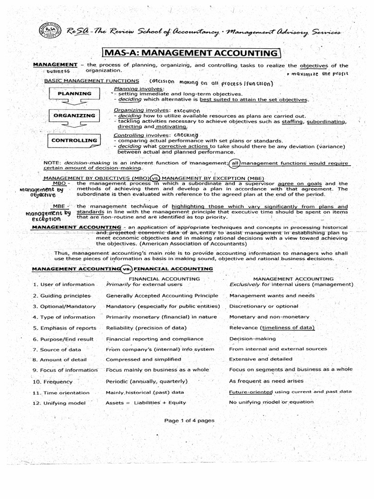(Resa2017) Mas-A (Management Accounting) | PDF | Accounting | Debt