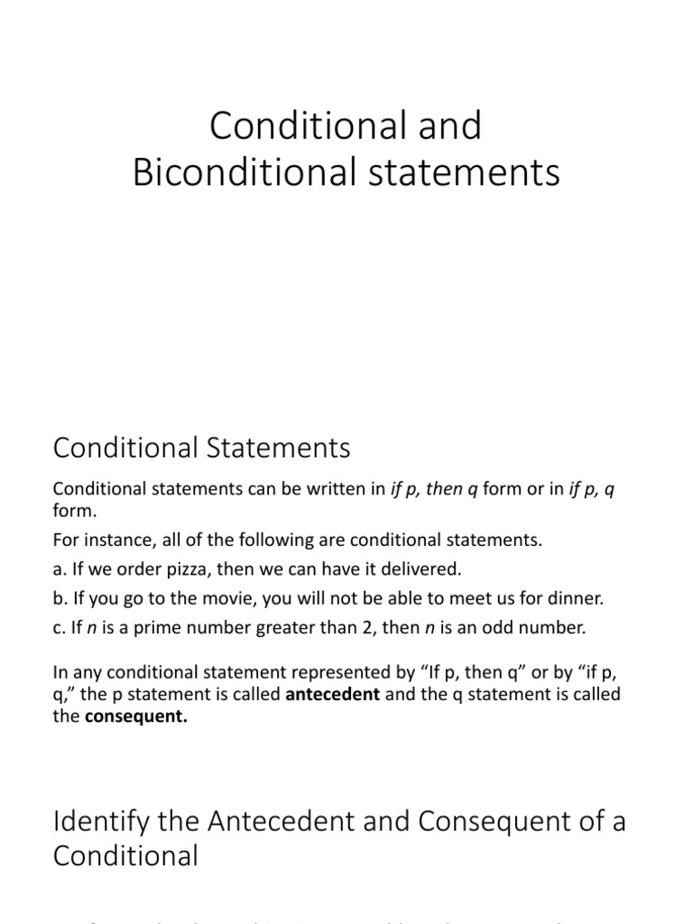 Conditional and Biconditional Statements | PDF | If And Only If ...