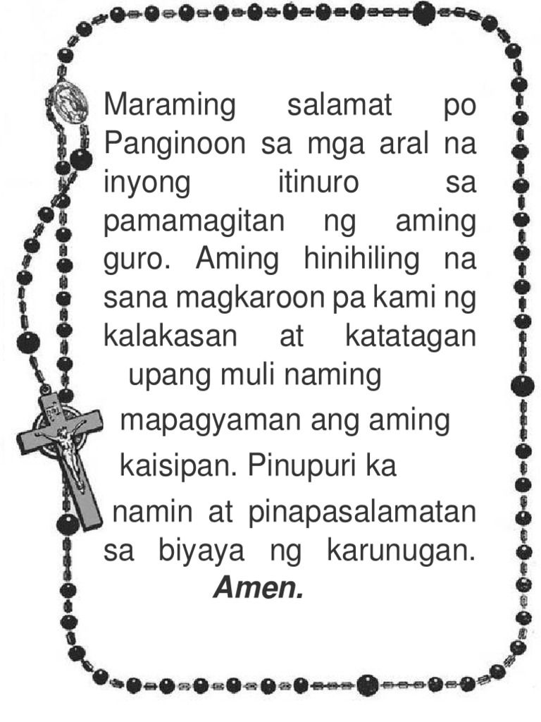 Filipino Classroom Closing Prayer | PDF