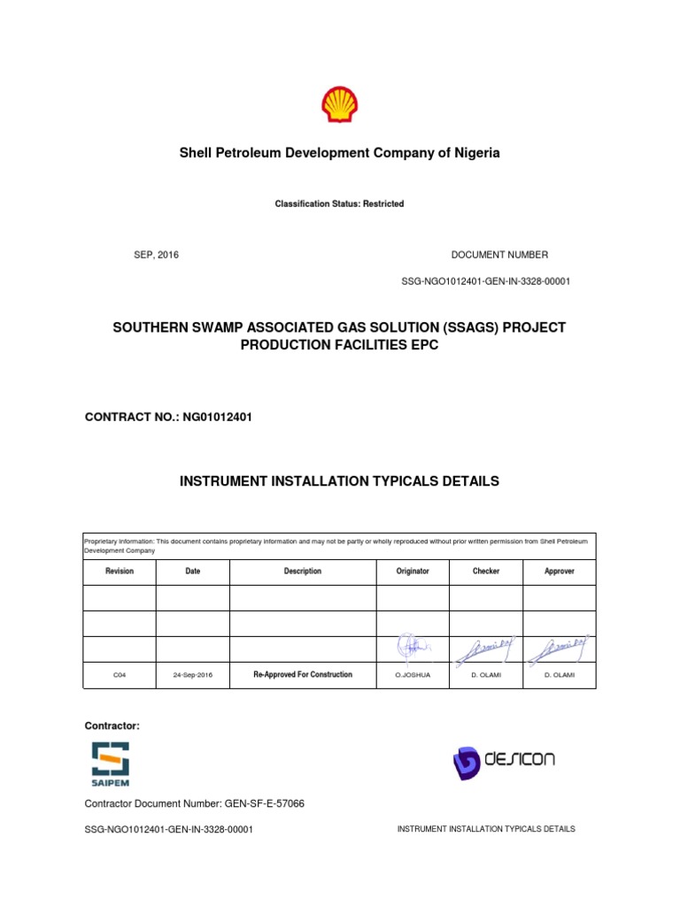 Shell Petroleum Development Company of Nigeria: CONTRACT NO.: NG01012401