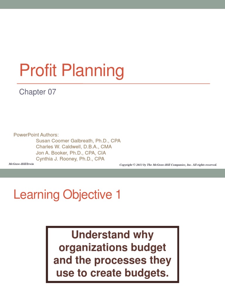 Chap007 Profit Planning | PDF | Retained Earnings | Balance Sheet