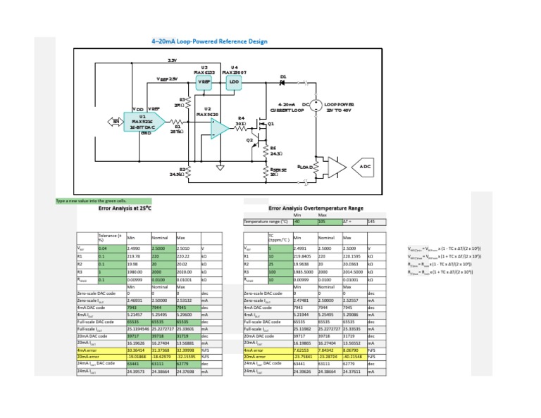 4-20ma Loop-Powered Reference Design: Error Analysis Overtemperature ...