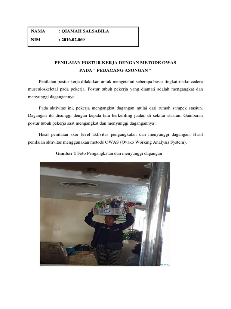 Penilaian Postur Kerja Dengan Metode Owas | PDF