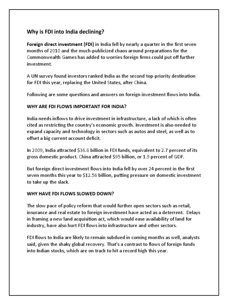 Impct of FDI | PDF | Foreign Direct Investment | Balance Of Payments