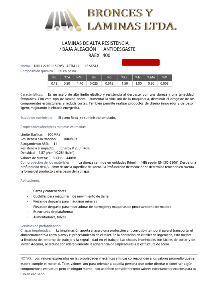 Láminas Raex 400: Alta Resistencia | PDF | Soldadura | Construcción