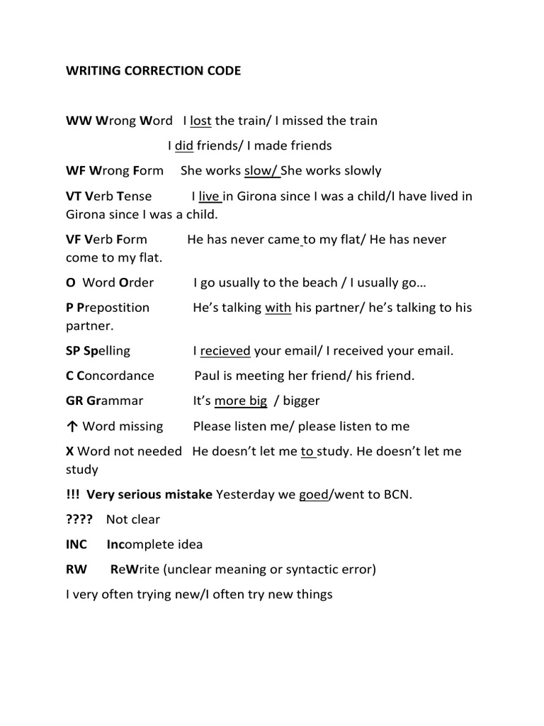 Writing Correction Code | PDF